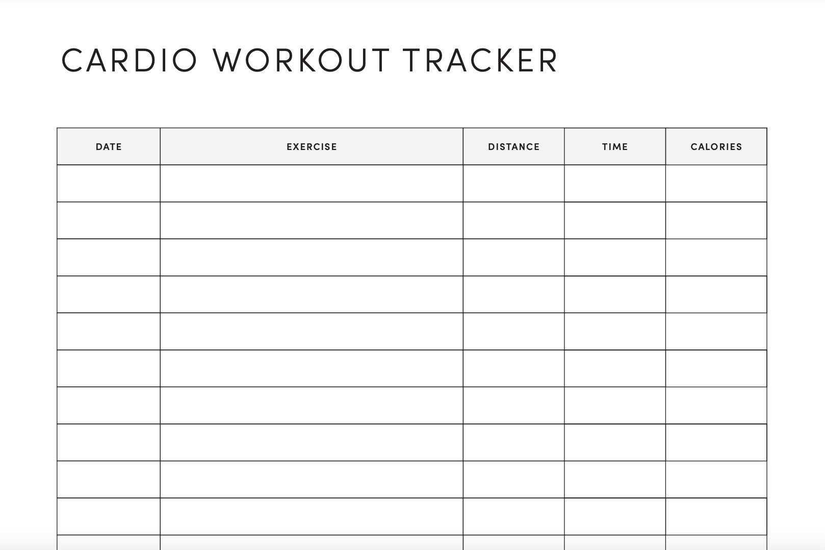 Cardio Workout Tracker Printable - Etsy