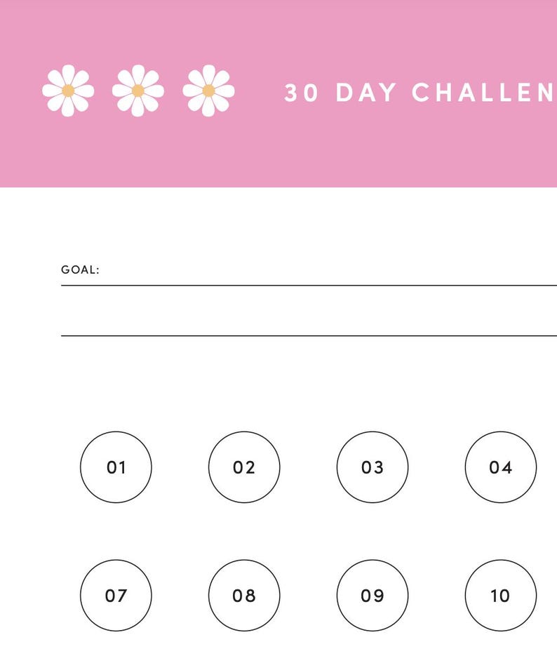 30 Day Challenge Tracker Printable - Etsy