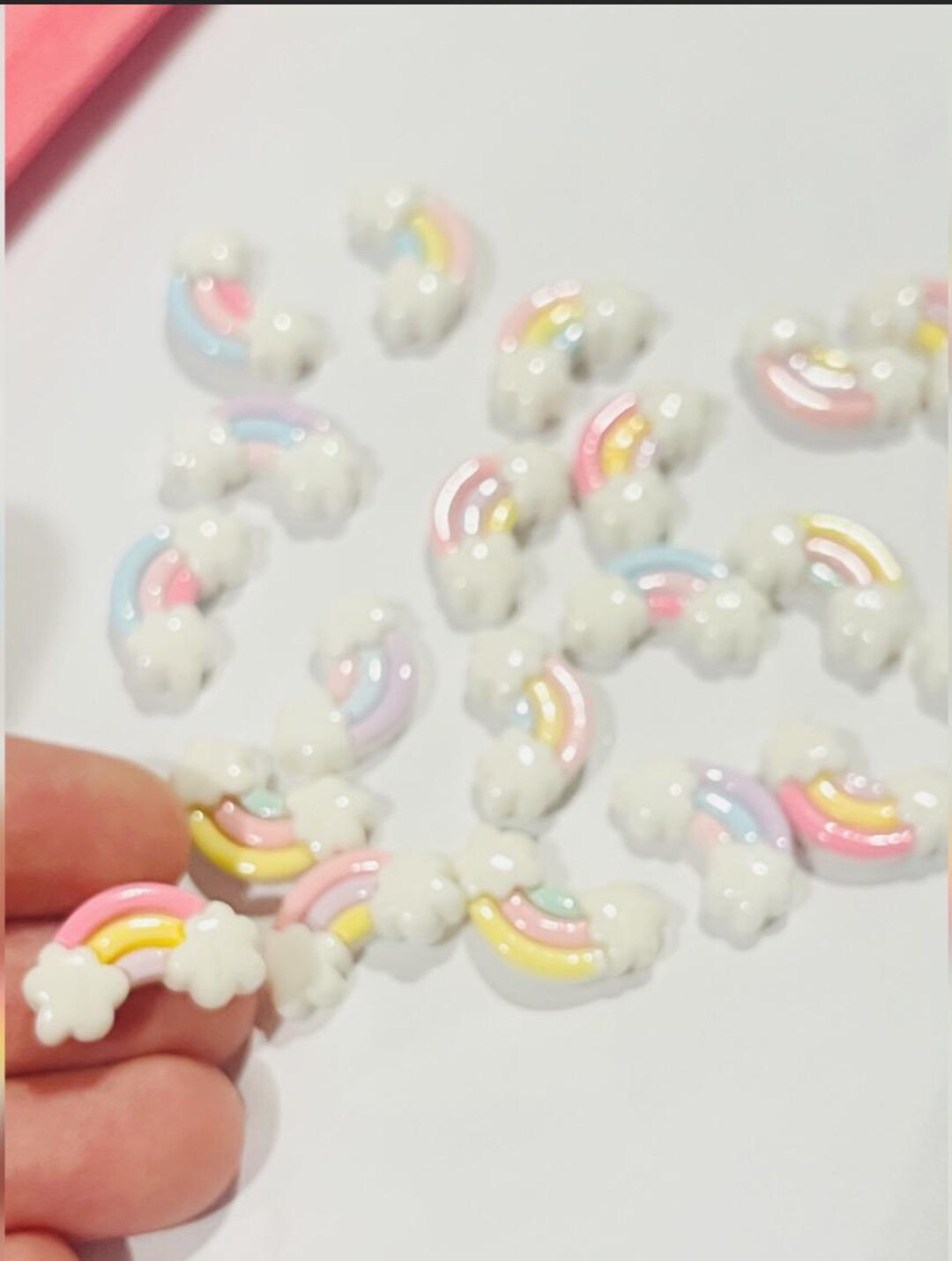 Mini Rainbows With Clouds, Fake Rainbow, Flatback Resin, Slime Charms ...