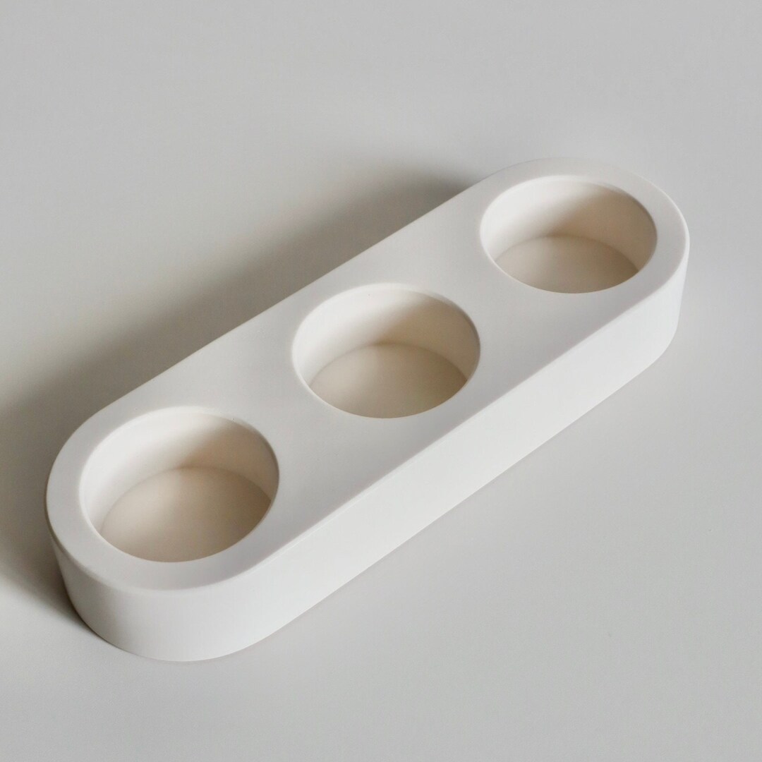Round Triple Tea Light Candle Holder Gypsum Candle Holder Minimalist ...