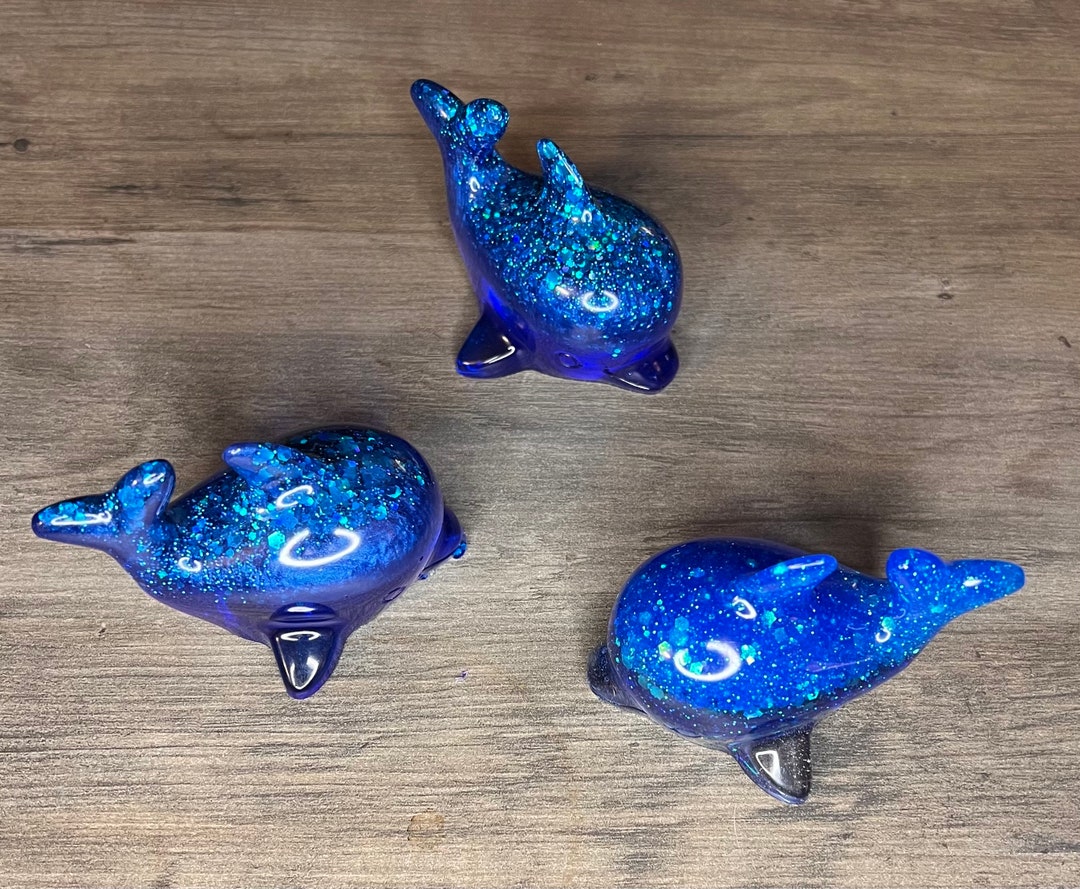 Dolphins Swim Team Blue Pearl Trinket. Handmade Out of Resin. - Etsy