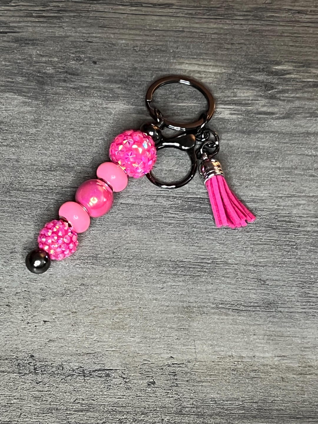 Barbie Pink Beaded Key Fob Ring - Etsy