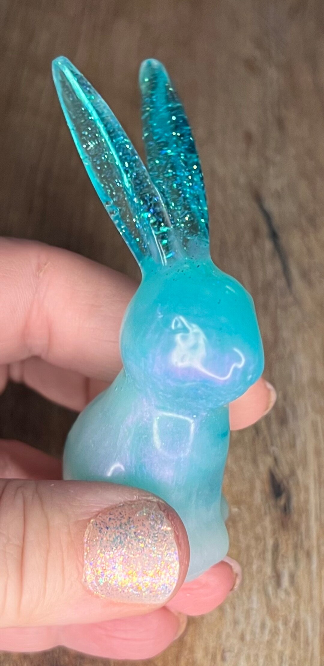 Bright Aqua Blues Aurora Bunny . Handmade Out of Resin - Etsy