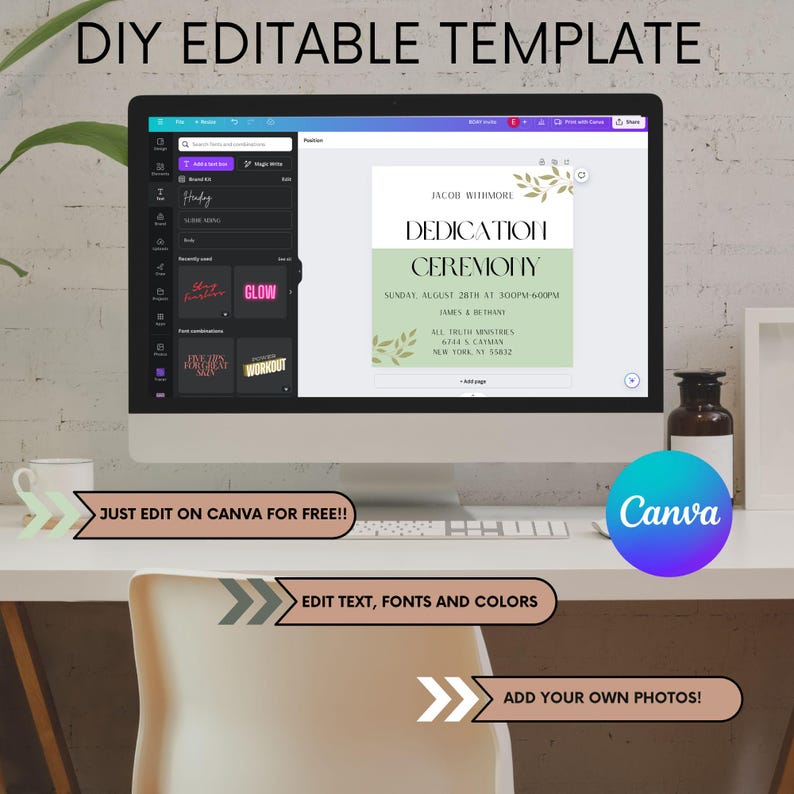 Baby Dedication Invitation Template | DIY Editable Canva Design ...