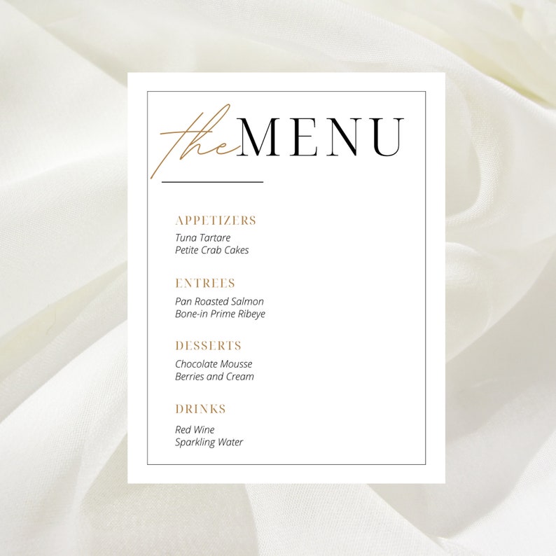 Dinner Menu| Simplistic Food List| Special Event Menu| Elegant Food ...