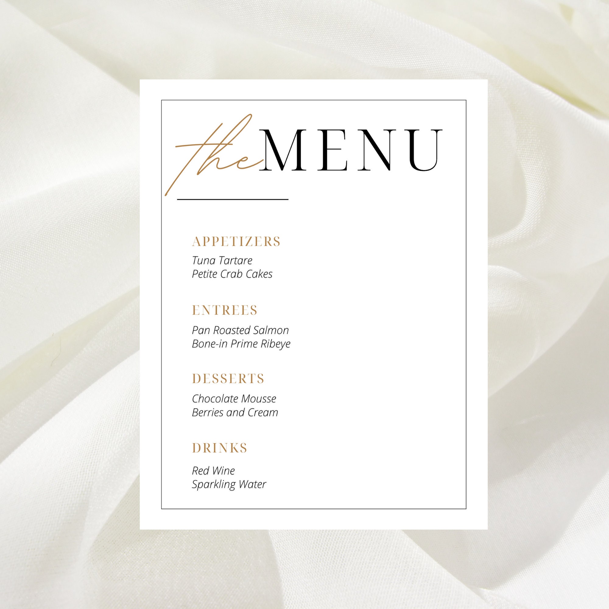 Dinner Menu| Simplistic Food List| Special Event Menu| Elegant Food ...