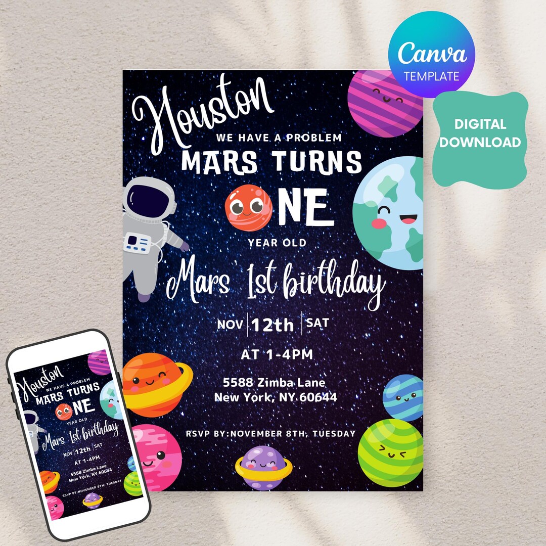 1st Birthday Invitation| Houston We Have A Problem Birthday| Space ...