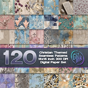 120 Christian Themed Pack 10 Digital Paper - Seamless Textures ...