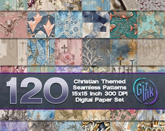 120 Christian Themed Pack 5 Digital Paper - Seamless Textures ...