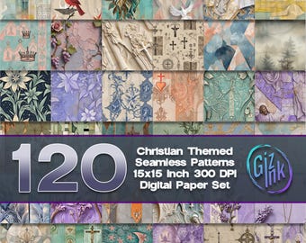 120 Christian Themed Pack 3 Digital Paper - Seamless Textures ...