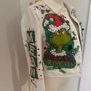 Grinch Christmas Ooak Jacket Xs - Etsy