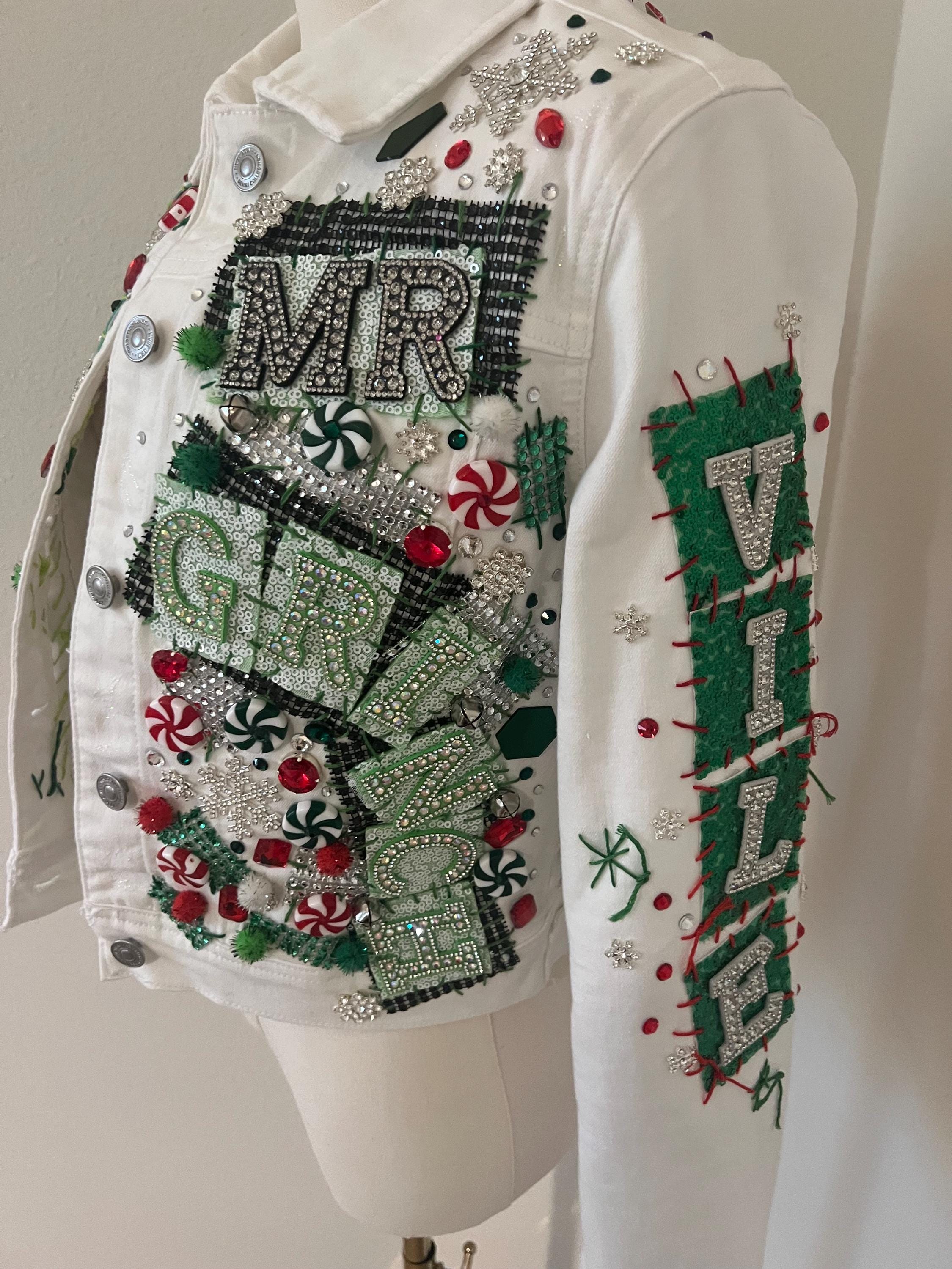 Grinch Christmas Ooak Jacket Xs - Etsy