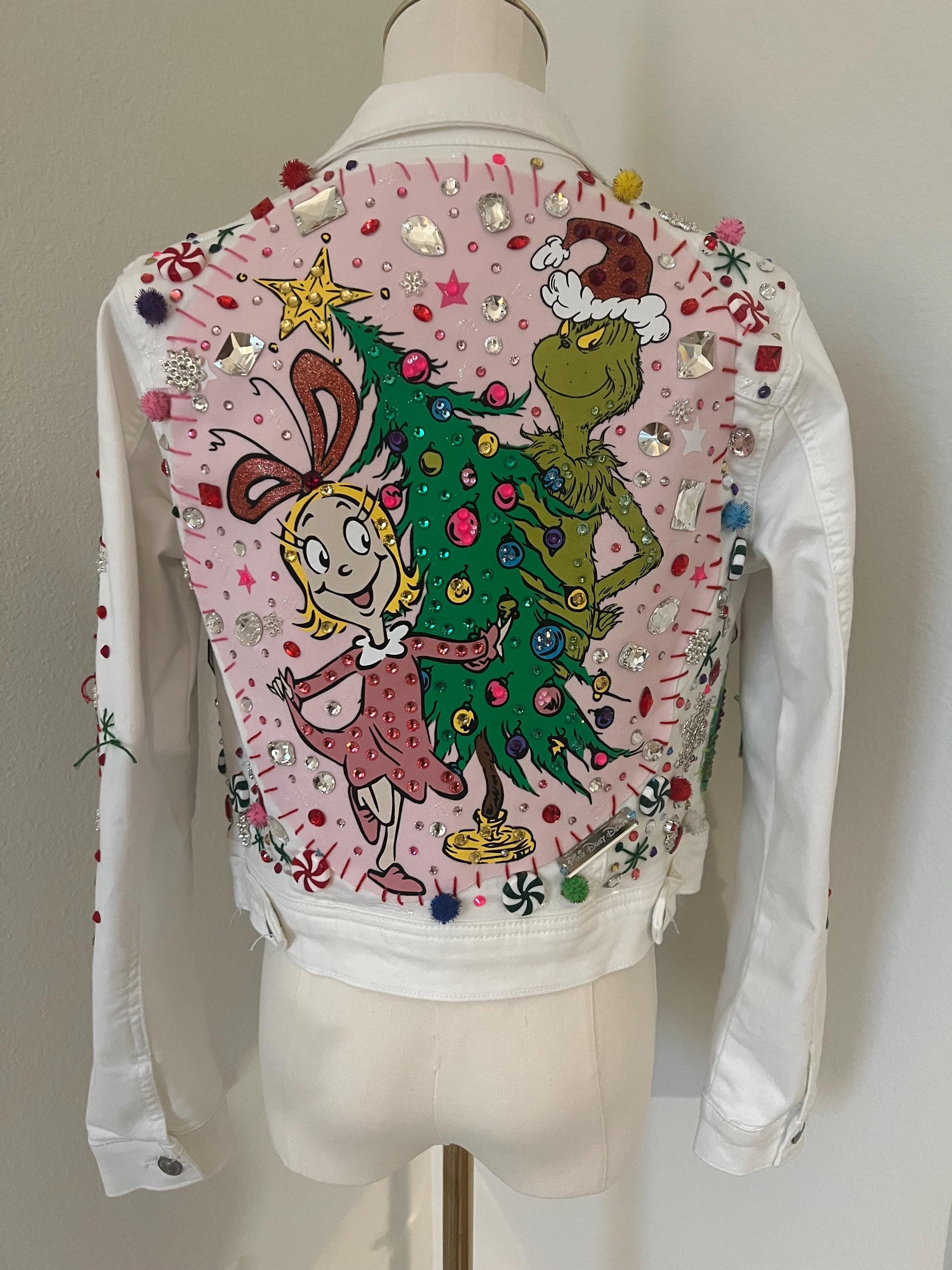 Grinch Christmas Ooak Jacket Xs - Etsy