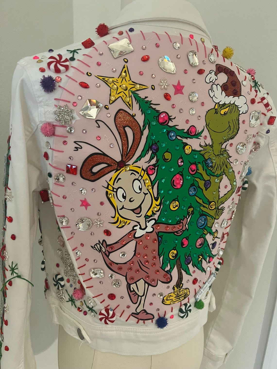 Grinch Christmas Ooak Jacket Xs - Etsy