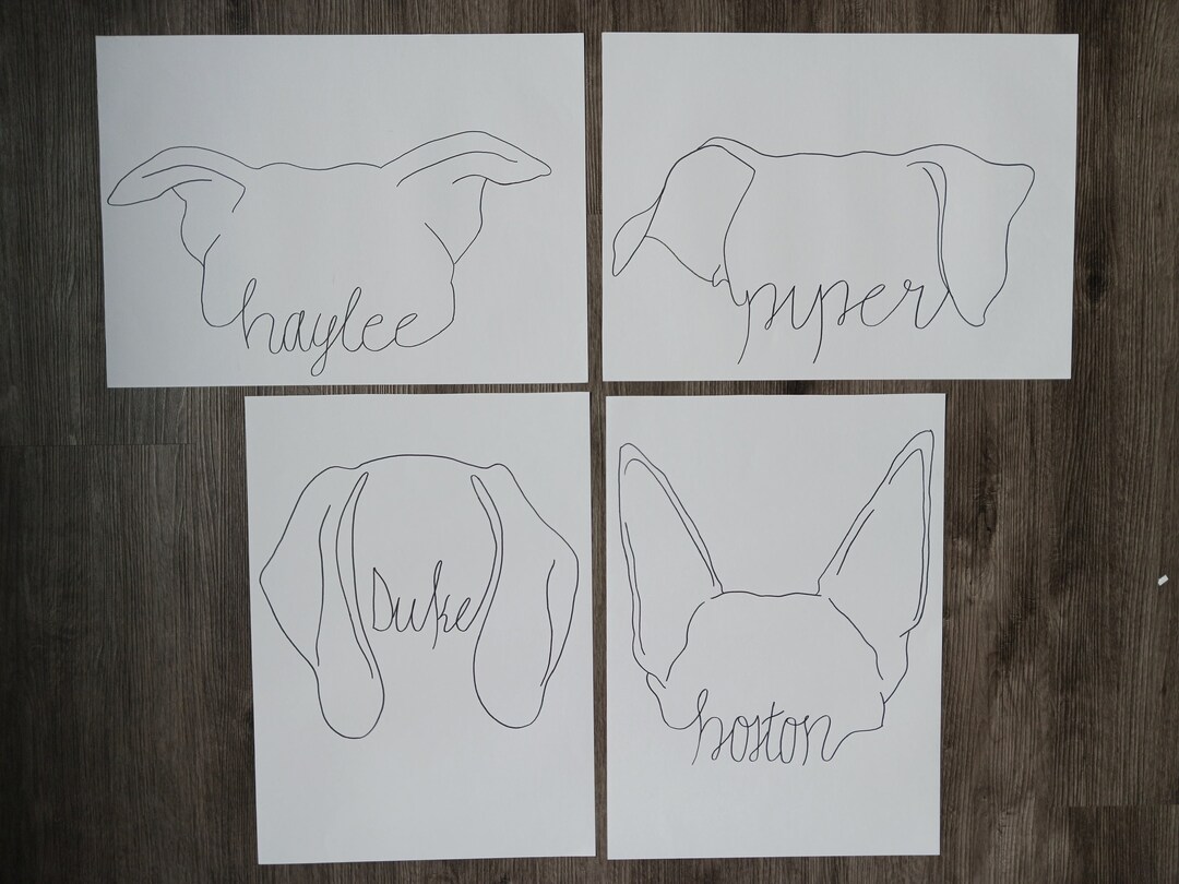 Custom Pet Line Art Portrait A3 SIZE New Puppy Personalised Dog Art - Etsy