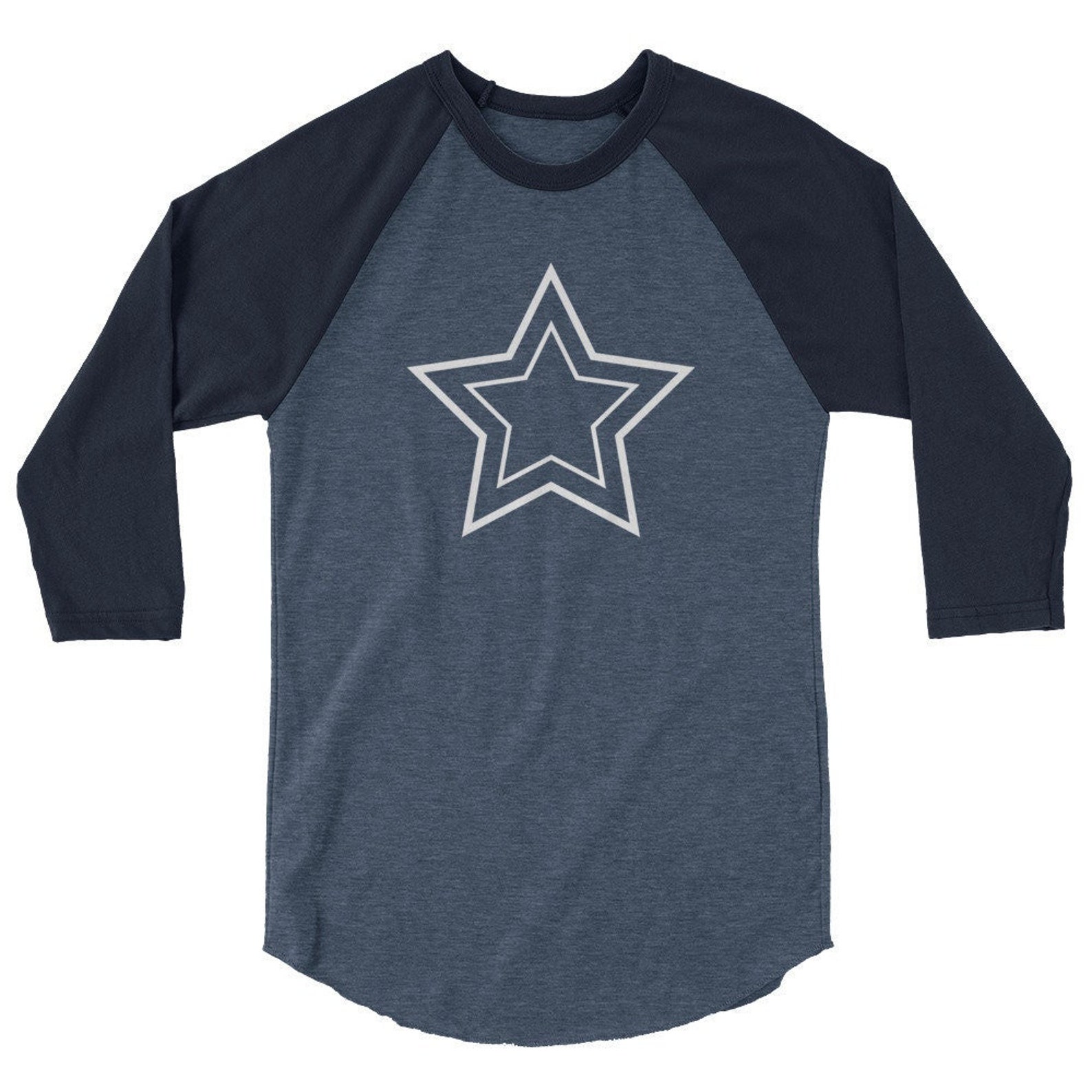 Y2K Vintage Minimalist Streetwear Unisex 3/4 Sleeve Double White Star T ...