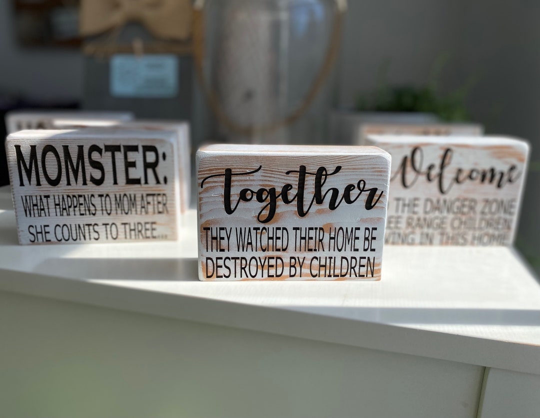 Personalized Engraved Wooden Desk Sign - Distressed Wood Block - Etsy