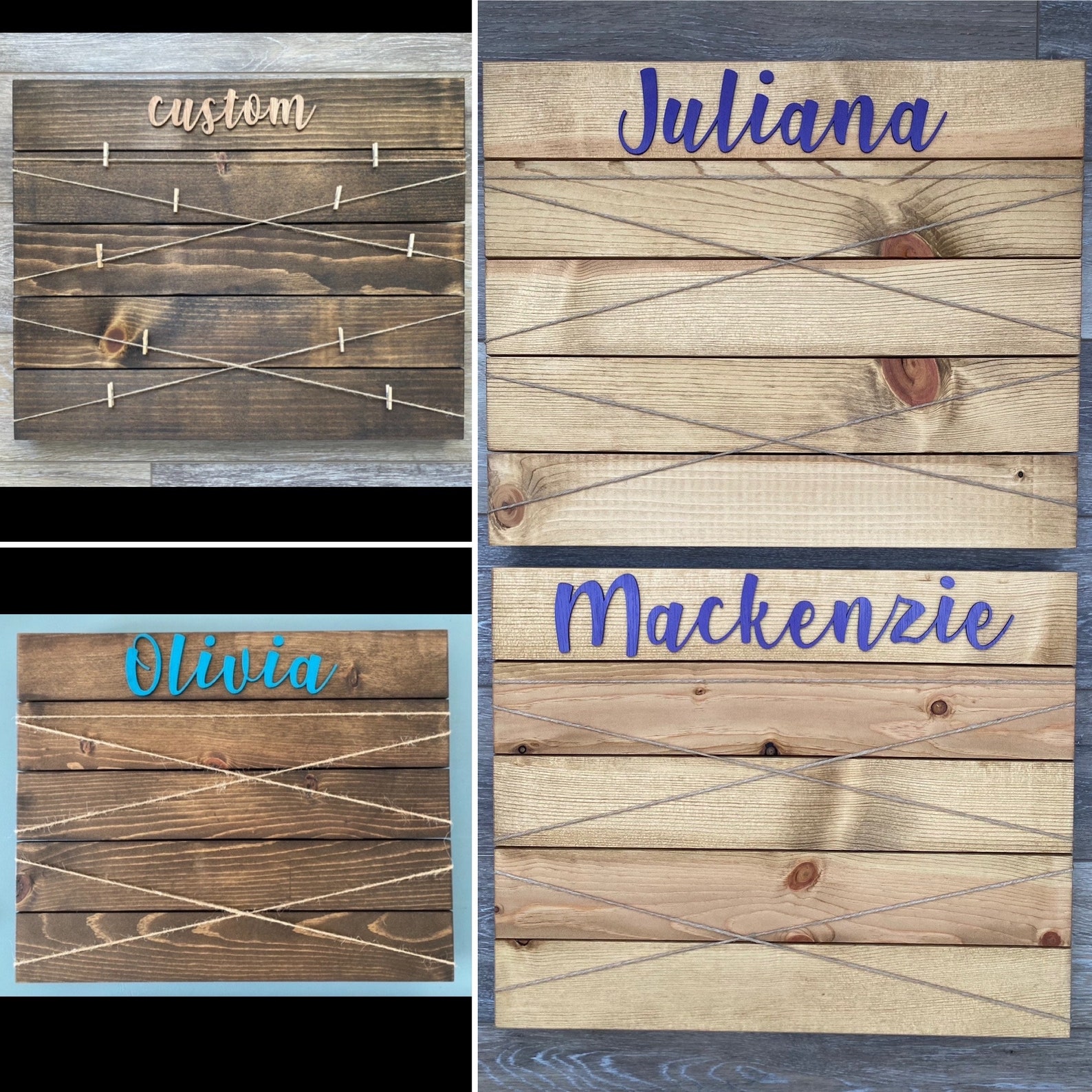 Large Wood Display Board | Wall Picture Hanger L Wood Photo Board L ...