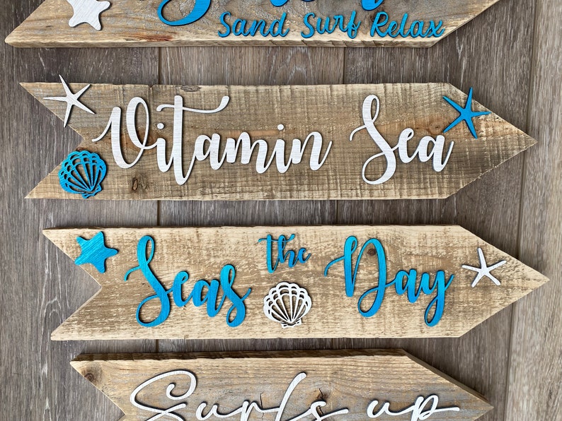 Custom Beach Arrow Sign: Rustic Coastal Decor (14-16" X 3.5") - Etsy