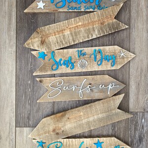 Custom Beach Arrow Sign: Rustic Coastal Decor (14-16" X 3.5") - Etsy
