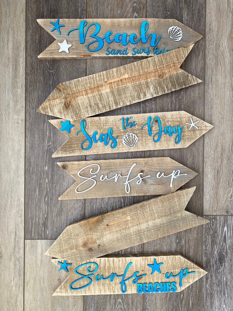 Custom Beach Arrow Sign: Rustic Coastal Decor (14-16" X 3.5") - Etsy