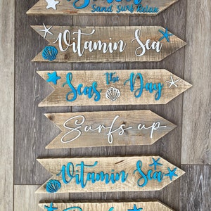 Custom Beach Arrow Sign: Rustic Coastal Decor (14-16" X 3.5") - Etsy