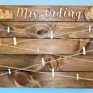 Custom Wood Photo Display Board: Clothespin Picture Frame, Wedding ...