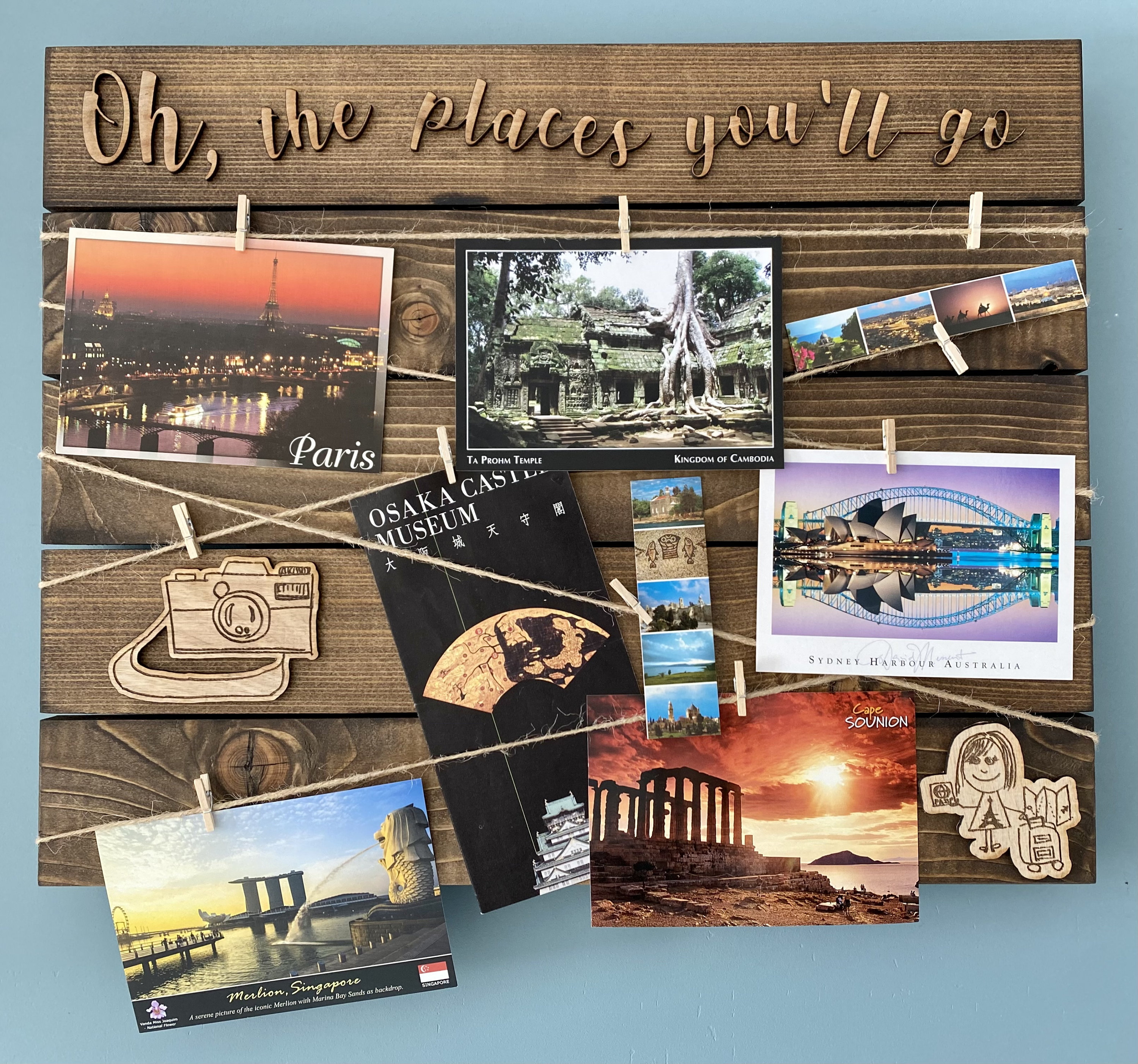 Large Wood Display Board | Wall Picture Hanger L Wood Photo Board L ...