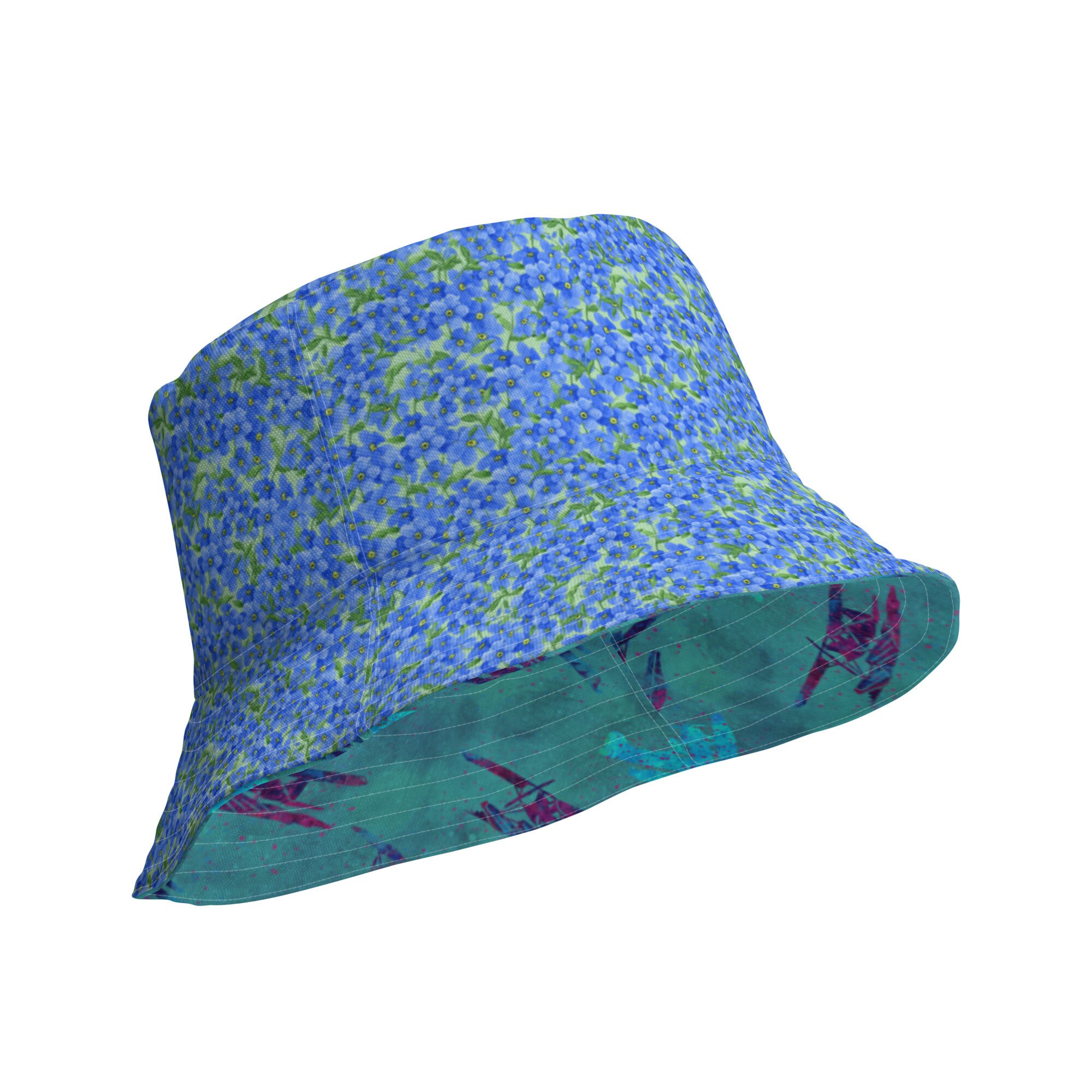 Forget Me Nots/batik Float Planes Reversible Bucket Hat - Etsy