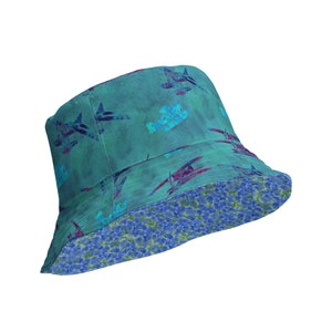 Forget Me Nots/batik Float Planes Reversible Bucket Hat - Etsy