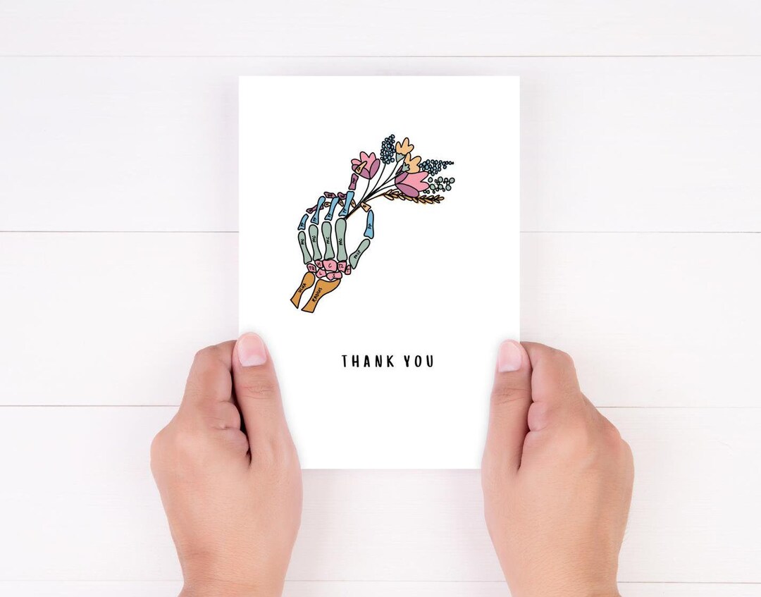 Hand Anatomy Thank You Card: Flowers for Therapist (digital Download ...
