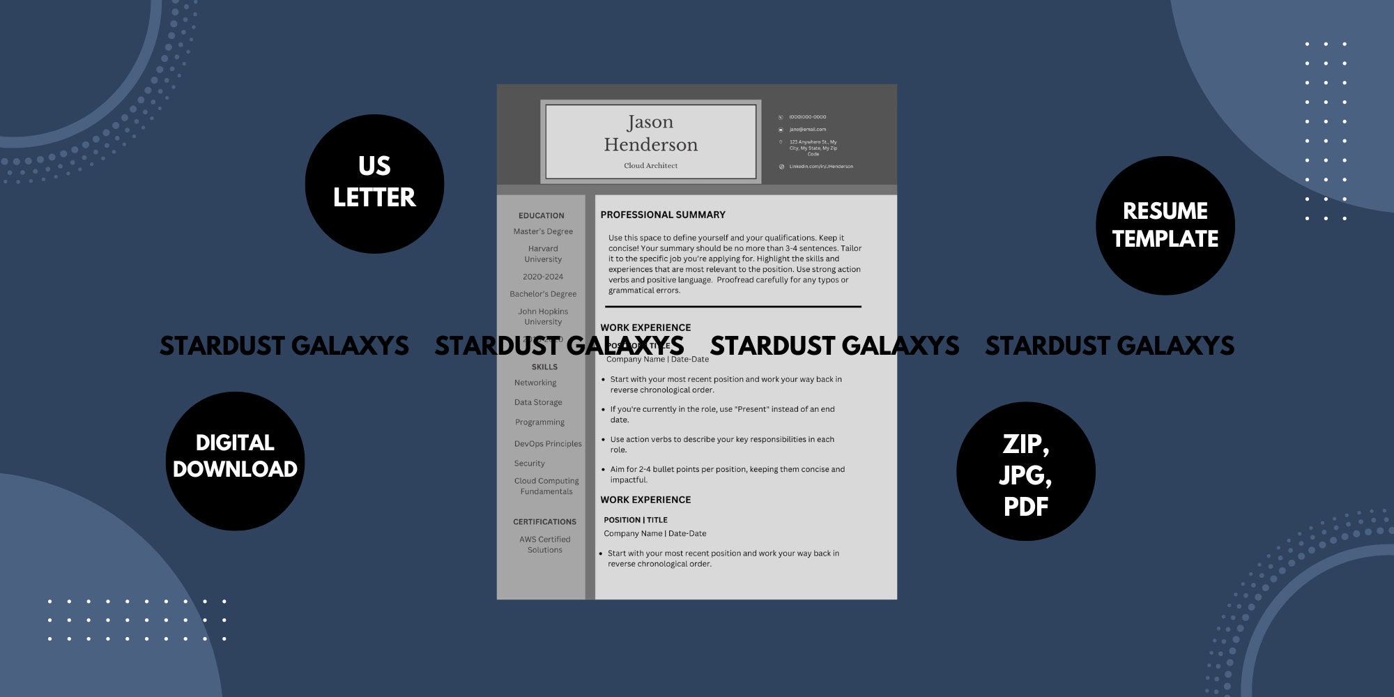 Digital Resume Template, Canva Template, Word Template, US Letter ...