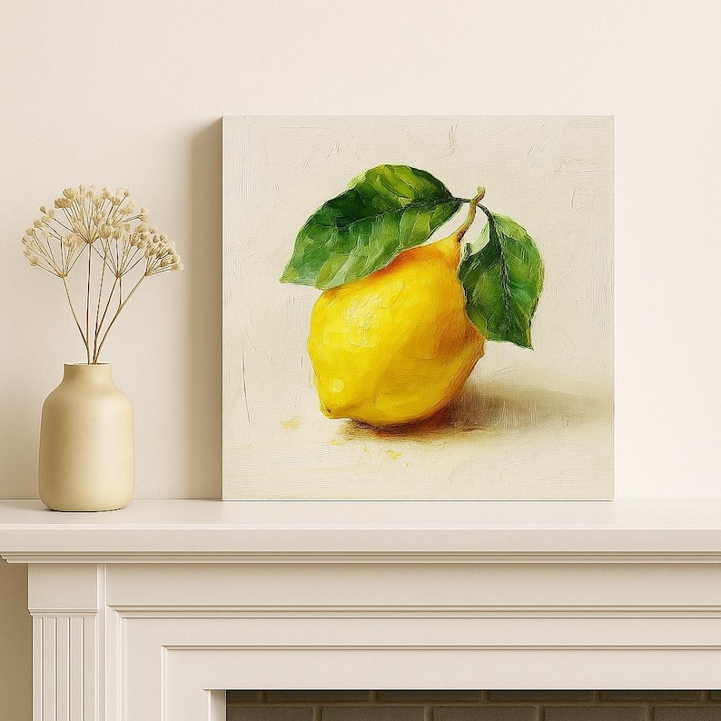Impasto Lemon Oil Painting: Original Citrus Kitchen Wall Art - Etsy