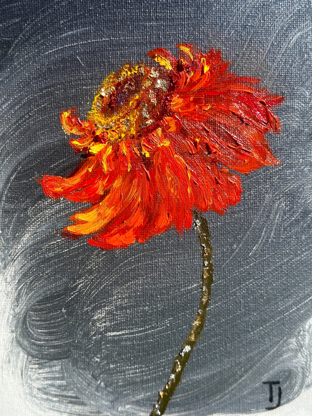 Gerbera Daisy Painting Original Art Impasto Oil Painting Flower Art ...