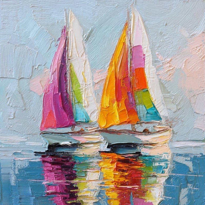 Sailboat Impasto Painting - Etsy