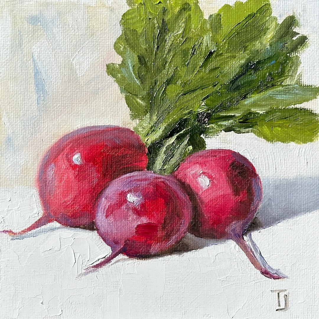 Radish Original Oil Painting Impasto Vegetable Art Wall Decore Painting ...