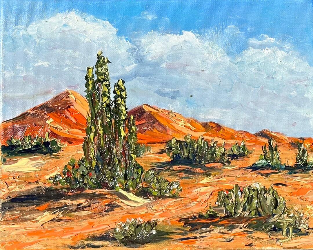 Arizona Desert Painting Original Artwork Impasto Oil Painting Mountains ...