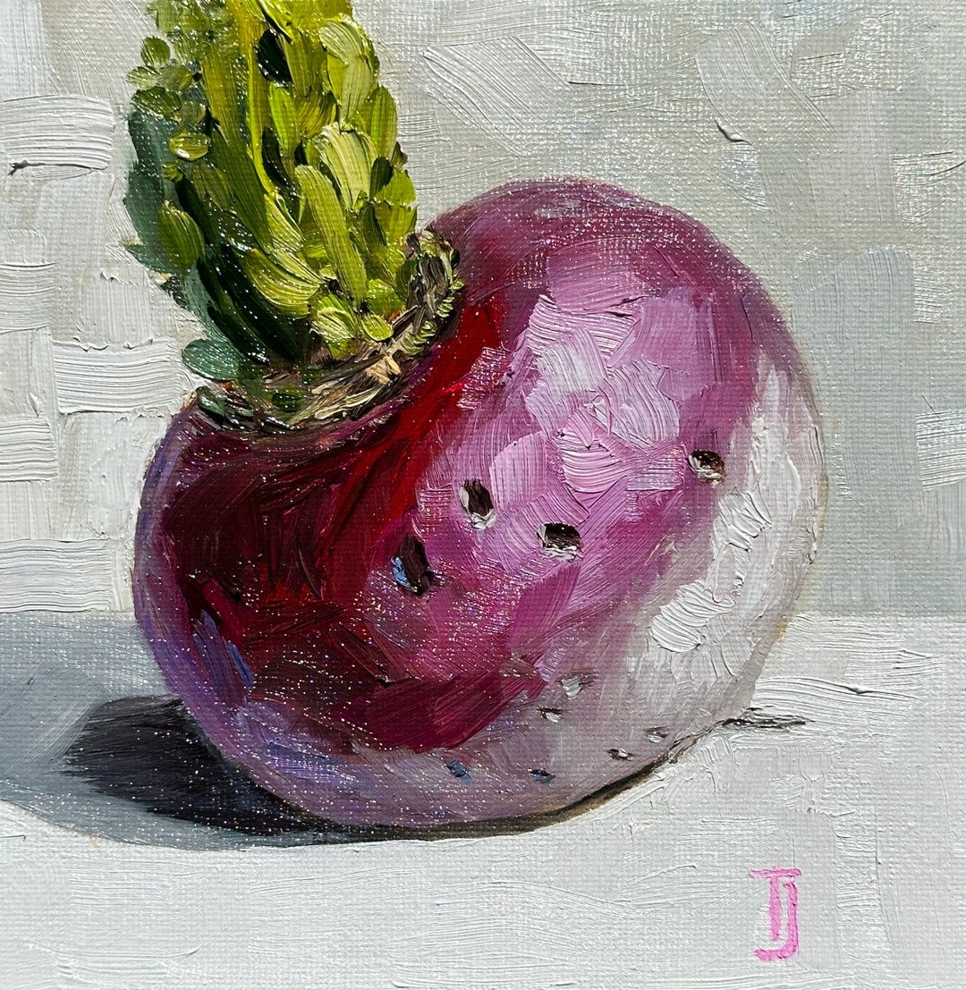 Radish Oil Painting Vegetables Original Art Fine Small Artwork 6"x 6 ...