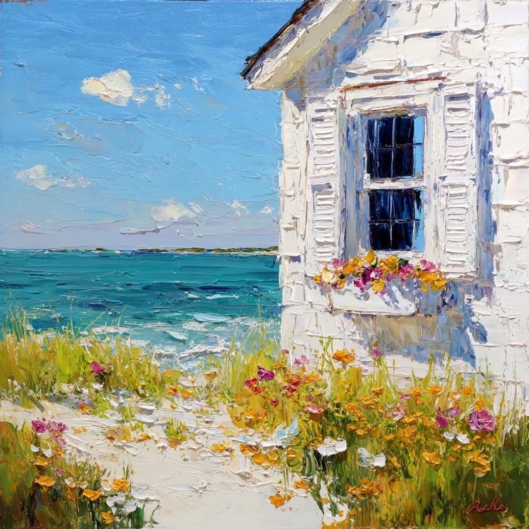 Cape Cod Cottage Painting: Original Impasto Oil Painting, Coastal Art ...