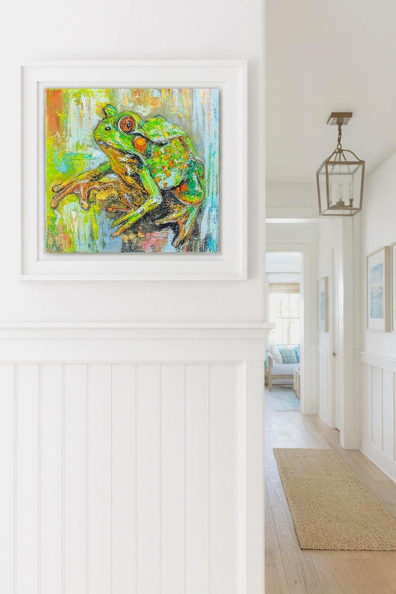 Lucky Frog Oil Painting: Impasto Art, Symbol of Wealth 8x8 - Etsy