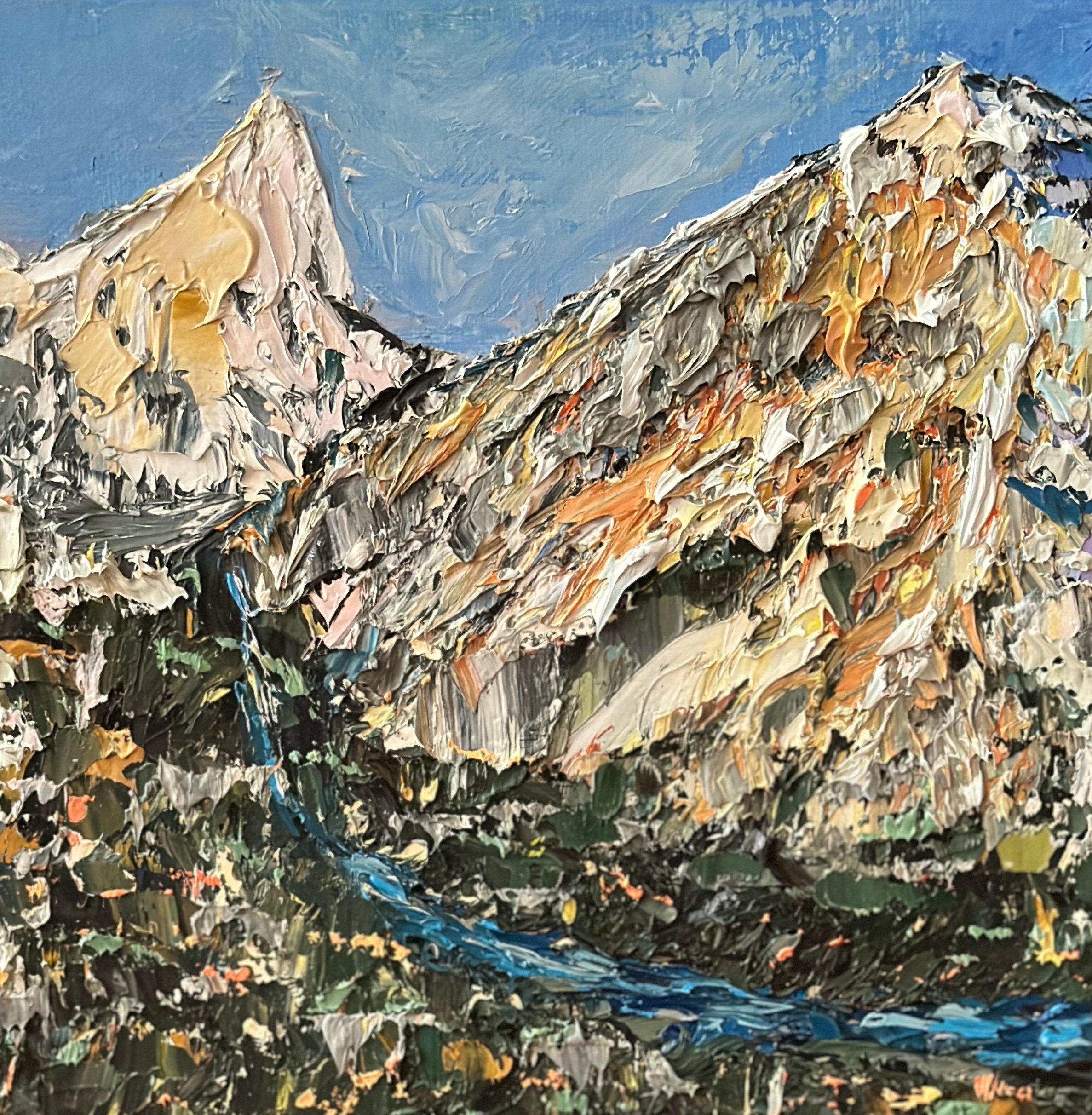 Mountain Painting Original Art Impasto Oil Painting Landscape Art ...