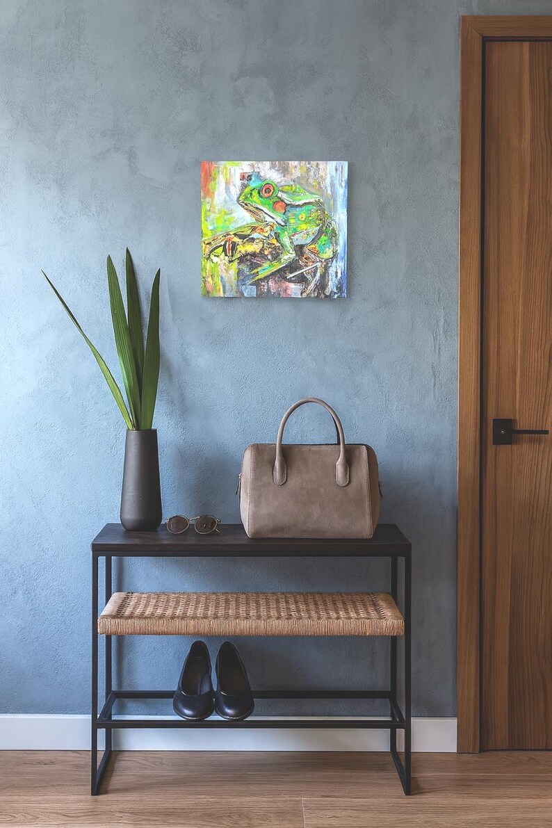 Lucky Frog Oil Painting: Impasto Art, Symbol of Wealth 8x8 - Etsy