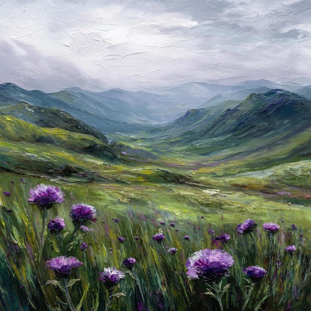 Original Thistle Impasto Oil Painting: Scottish Highlands Art - Etsy