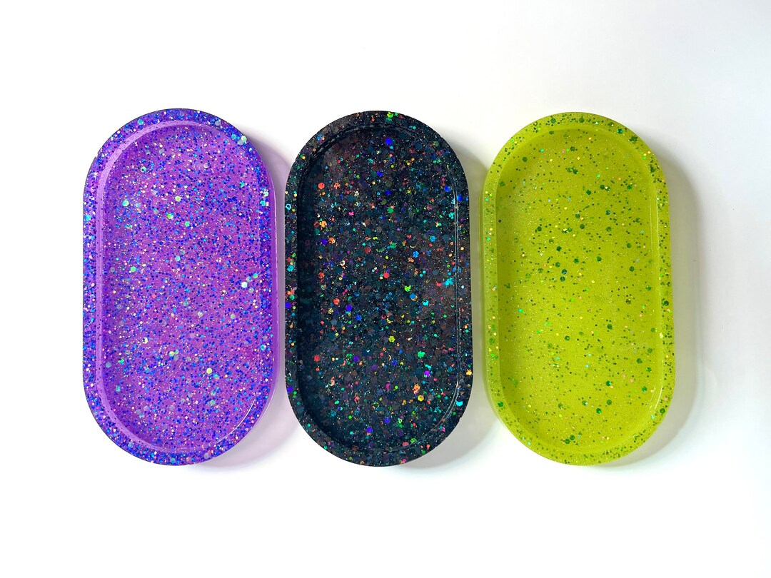 Handmade Epoxy Resin Oval Tray - Trinket Tray for Jewelry - Dish for ...