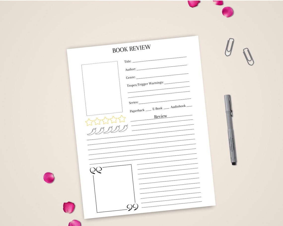 Printable Book Review, Simple Book Review Printable, A4 A5 US Letter ...