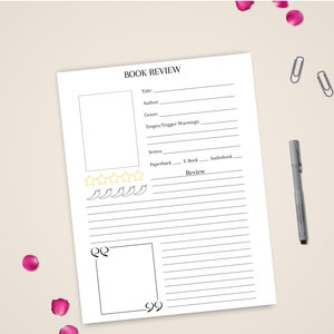 Printable Book Review, Simple Book Review Printable, A4 A5 US Letter ...