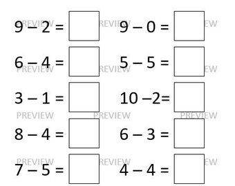 10 Worksheets Kindergarten Subtraction ,math Printable, Subtraction ...