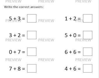 Math Drill Addition Worksheet 2 - Etsy
