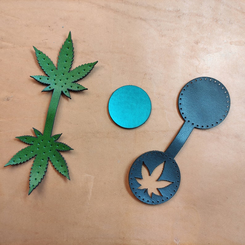 Leather Weed Leaf Keychain Pattern Pdf, Leather Keyring Pattern ...