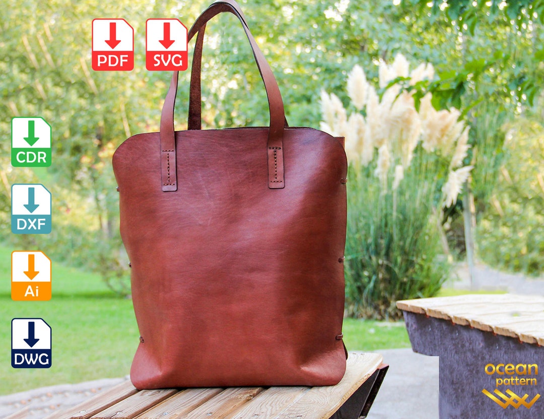 Leather Tote Bag Pattern, Large Shoulder Purse Work Handbag, Women's ...